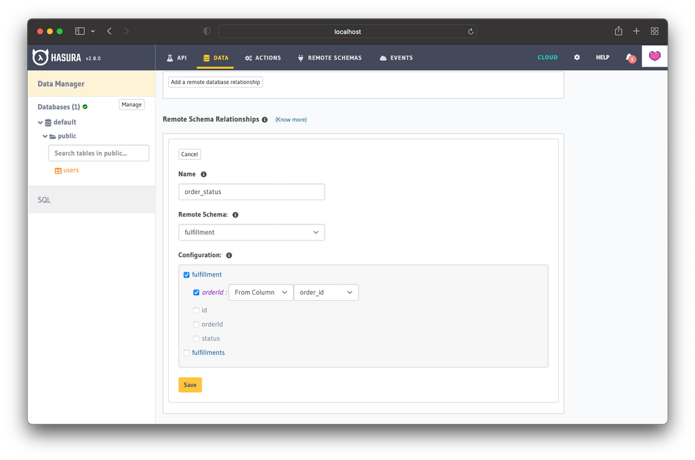 Remote schema: Join data from a database with a GraphQL API