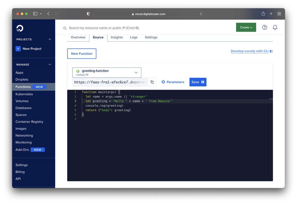 Trigger Serverless DigitalOcean Functions with Hasura Events