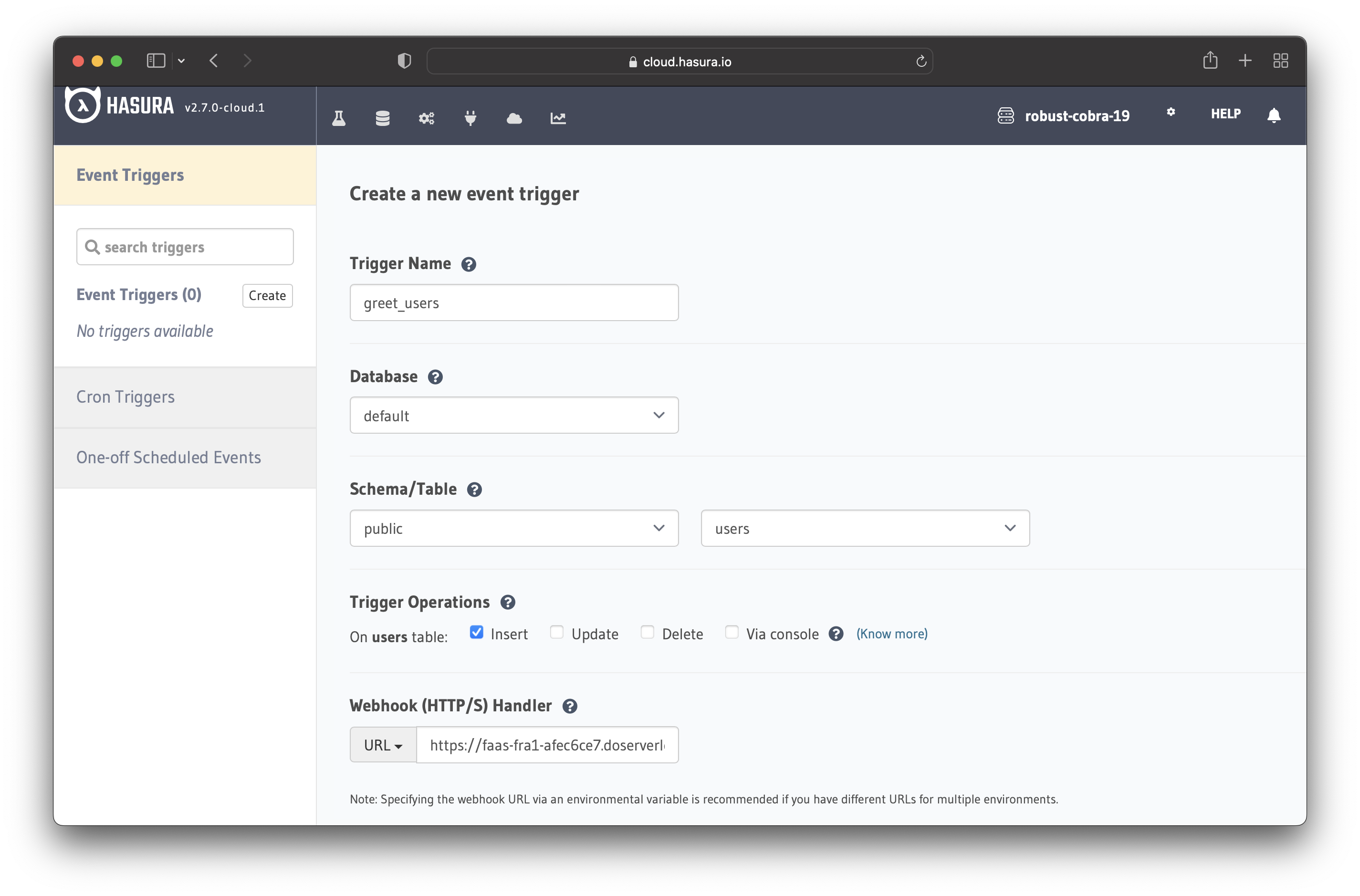 Trigger Serverless DigitalOcean Functions with Hasura Events