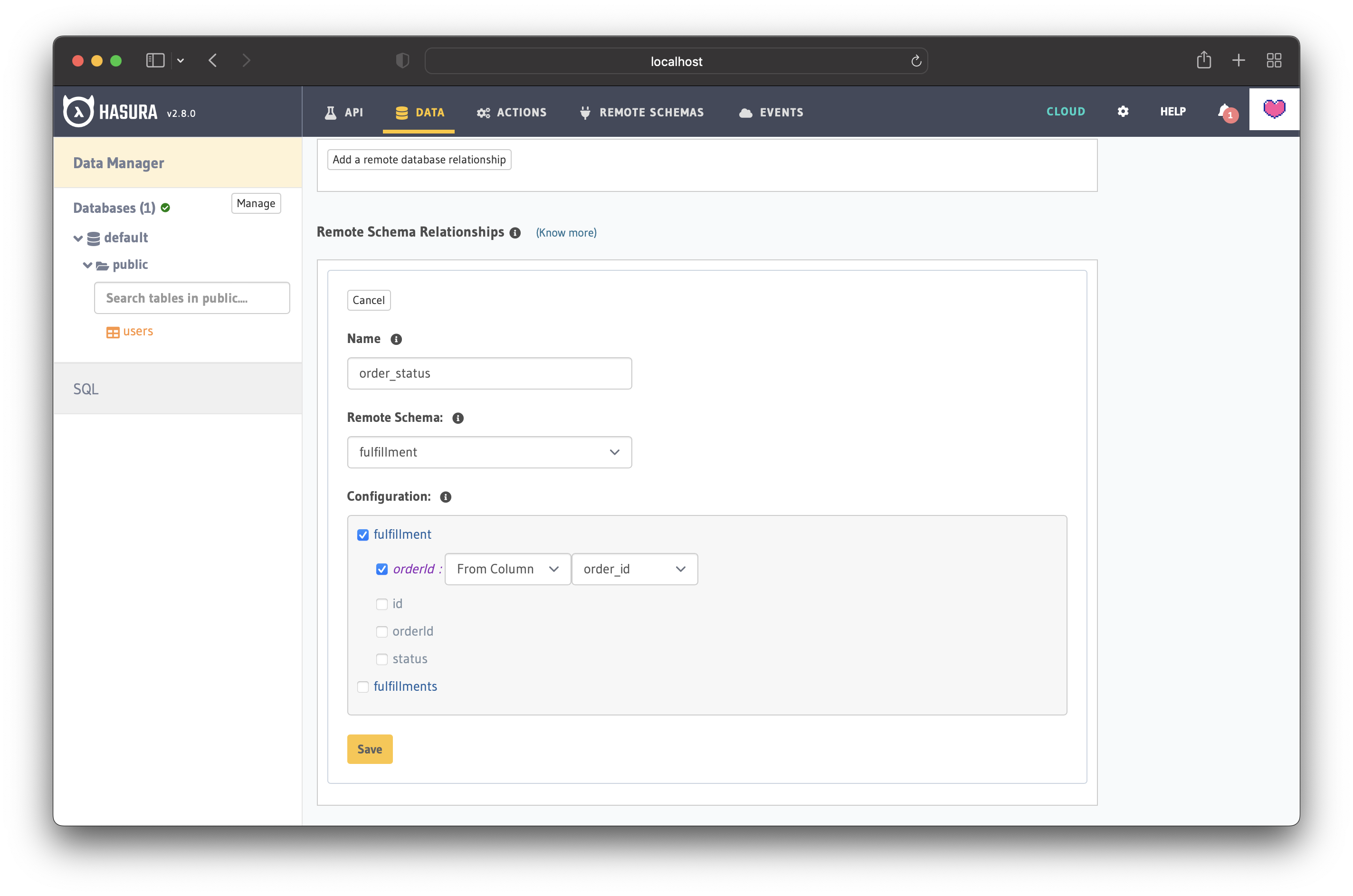 Remote schema: Join data from a database with a GraphQL API