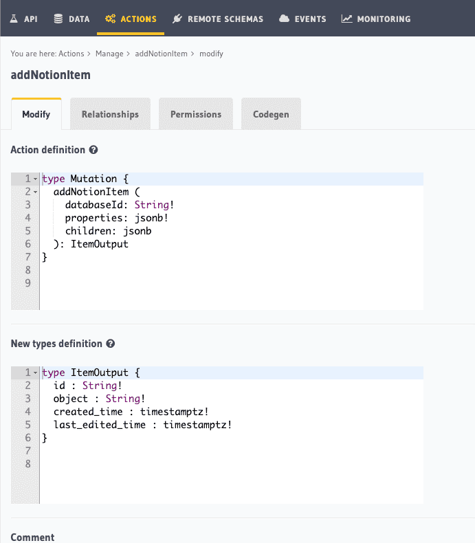 Creating a GraphQL API for Notion with Hasura Actions